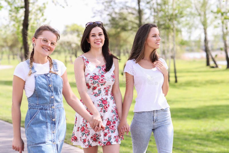 Women in park stock photo. Image of clothes, holding - 95447302