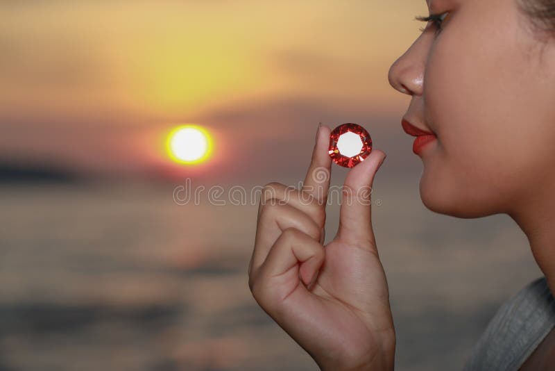 Pick a Red Ruby Diamond To Her Face Stock Photo - Image of adorn ...