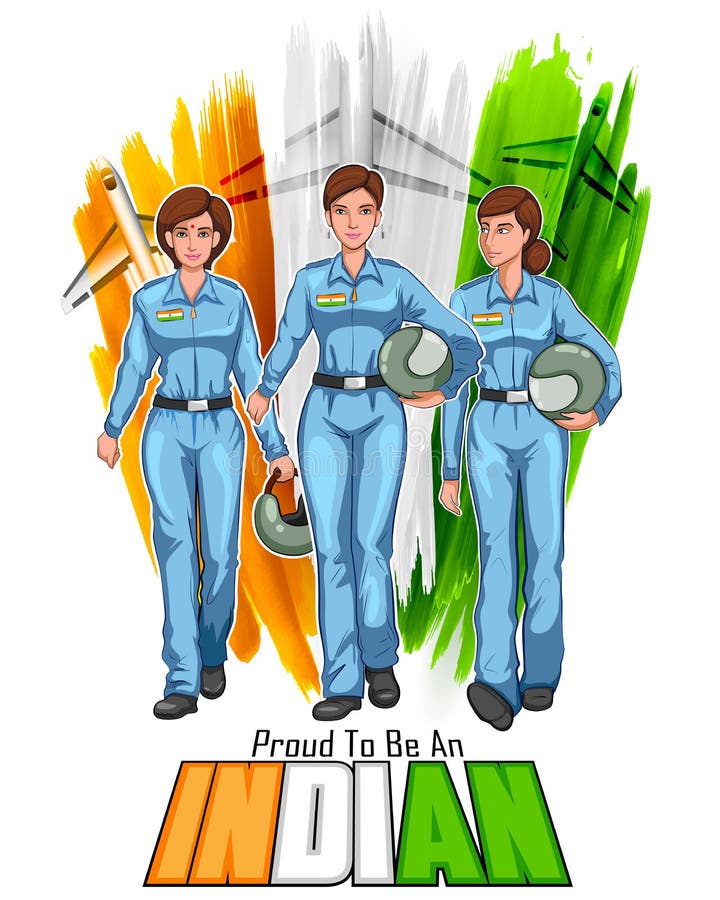 Women Pilot on Indian Background Showing Developing India Stock Vector ...