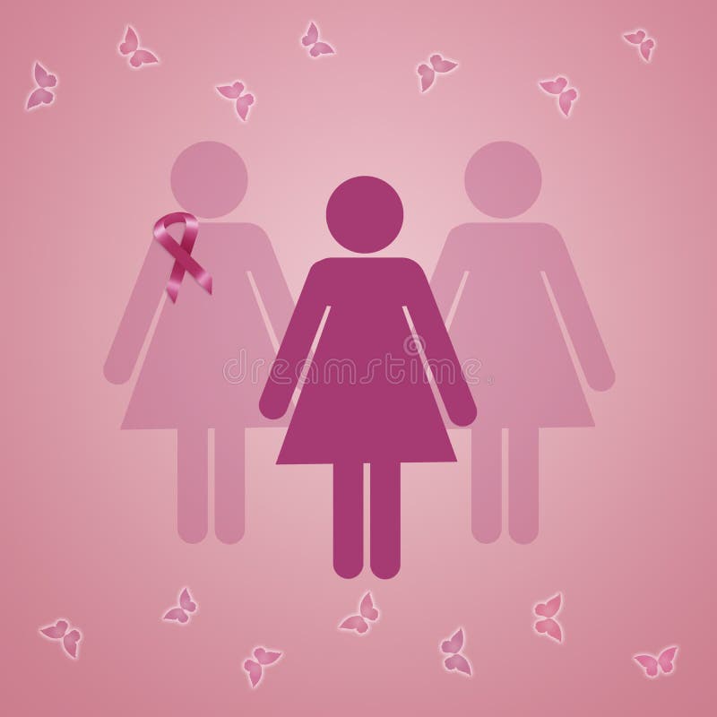 Women with Pink Awareness Ribbons Stock Illustration - Illustration of ...