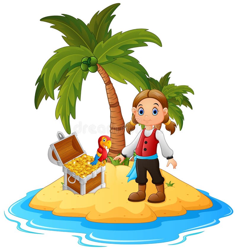Women Pirate in the Treasure Island Stock Vector - Illustration of ...