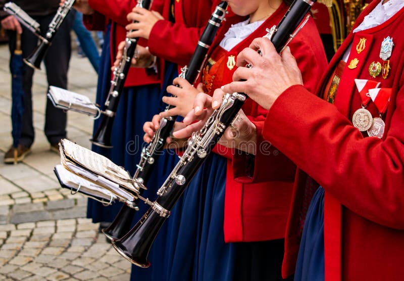 Women Play a Piece of Music on the Clarinet Stock Image - Image of ...