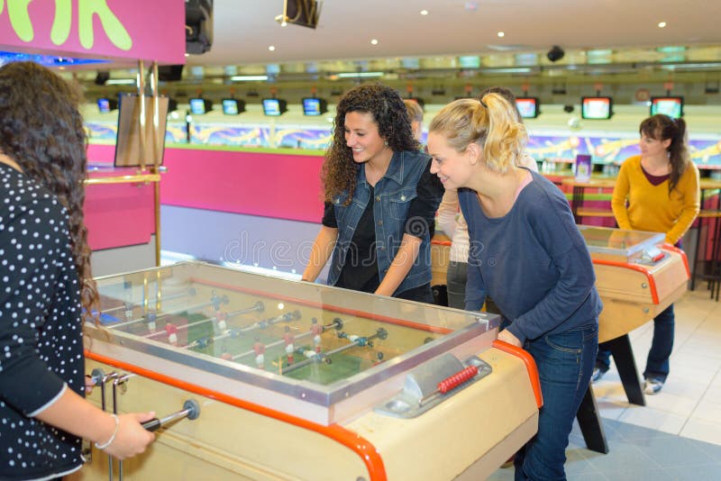 Women Playing Table Football Stock Photo - Image of friends, table ...
