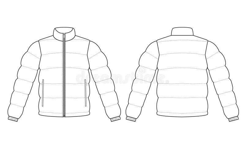 Women Puffer Jacket Vector Mockup Template Design Stock Illustration ...