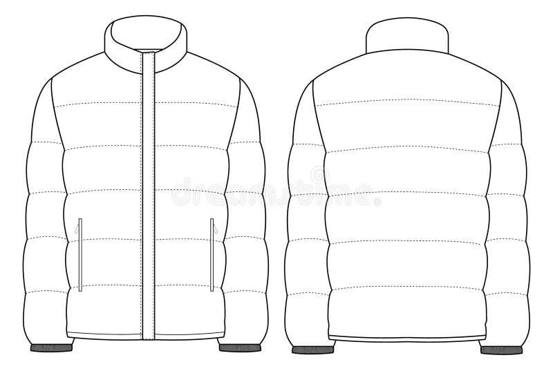 Women Puffer Jacket Vector Mockup Template Design Stock Illustration ...