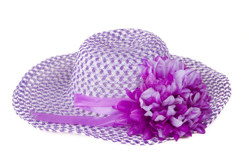 Women Purple Hat with a Flower. Stock Image - Image of single ...