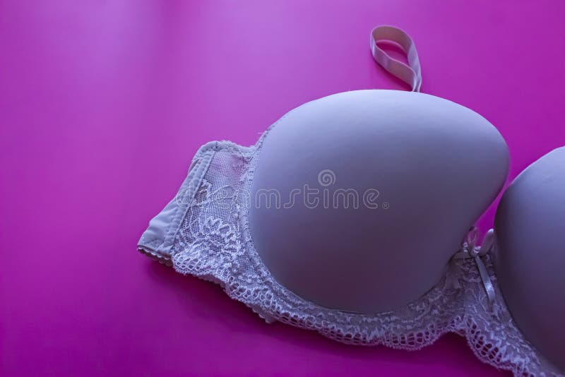 Women Push Up Bra on Pink Background. Stock Photo - Image of background ...