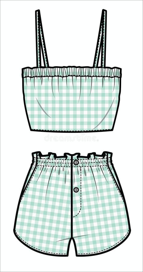 Womens Cami and Shorts Satin Matching Nightwear Set Stock Vector ...