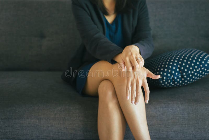 Woman With Rash Or Papule And Scratch On Her Arm From Allergies Health