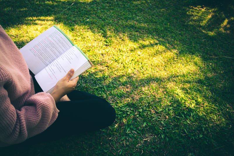 Women Read Book in the Holiday in Quiet Nature, Concept Reading a Book ...
