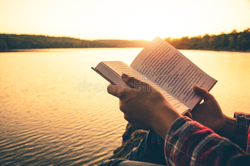 Women Read Book in the Holiday in Quiet Nature, Concept Reading a Book ...