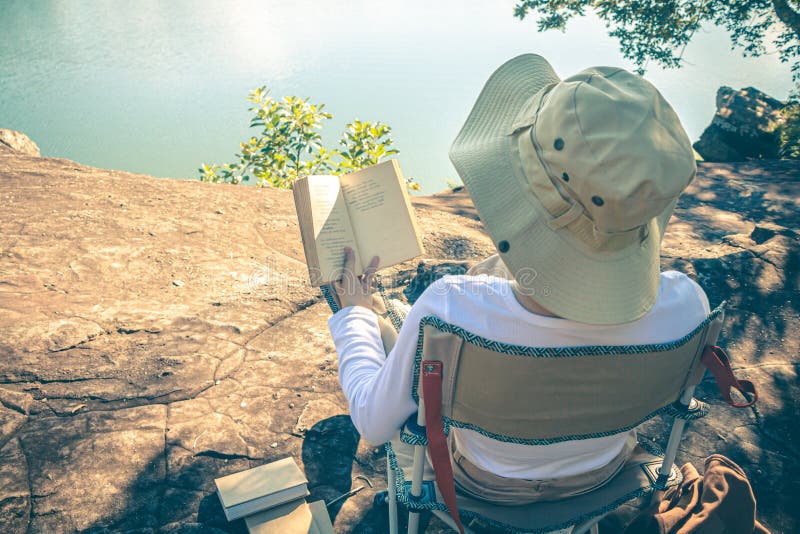 Women Read Book in the Holiday in Quiet Nature, Concept Reading a Book ...