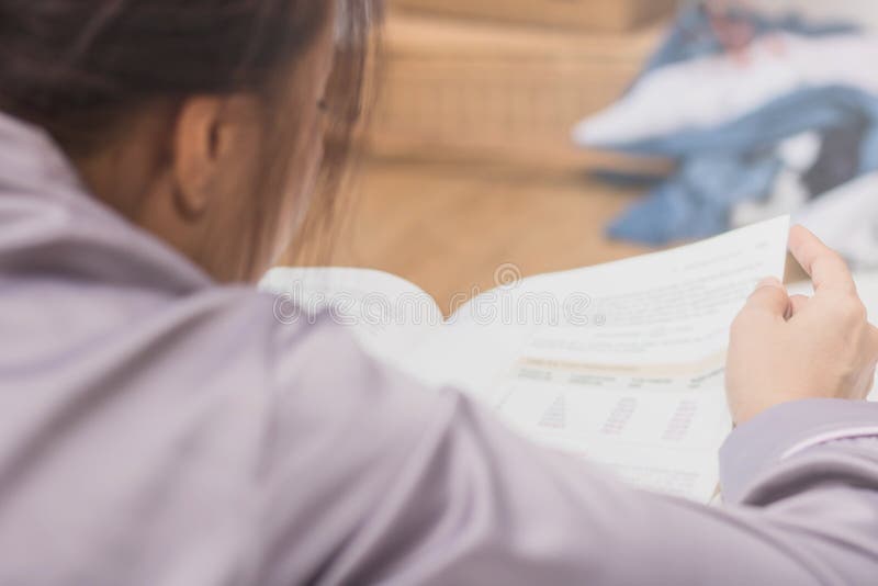 Women Read Book To Learning on Bed in Bed Room Stock Photo - Image of ...