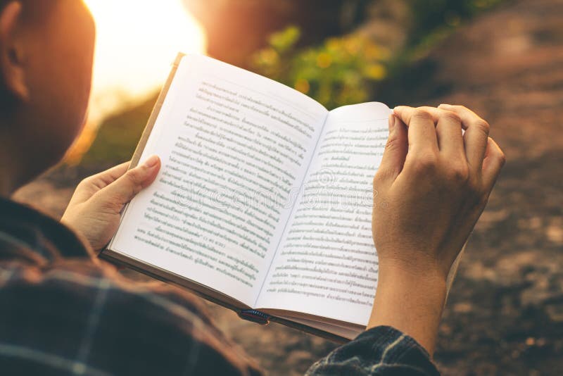 Women Read Books in Quiet Nature, Concept Read a Books Stock Image ...