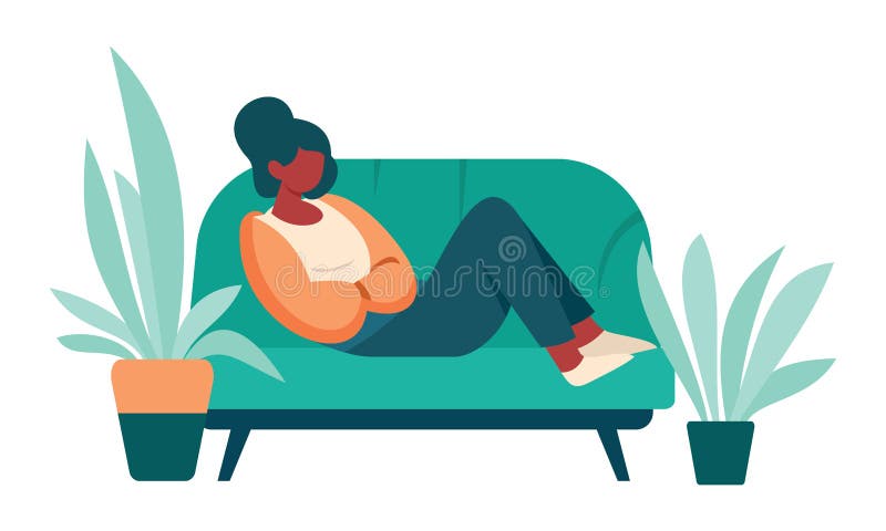 Women Resting Relaxing at Home Vector Flat Illustration Stock Vector ...