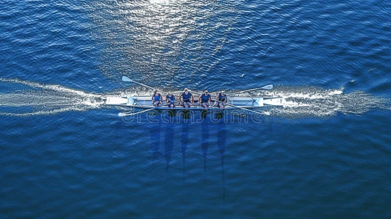 Women Rowing Team on Blue Water, Generative AI Stock Illustration ...