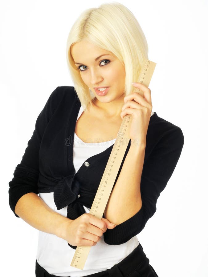 Women with ruler stock image. Image of surprise, beautiful - 11133479