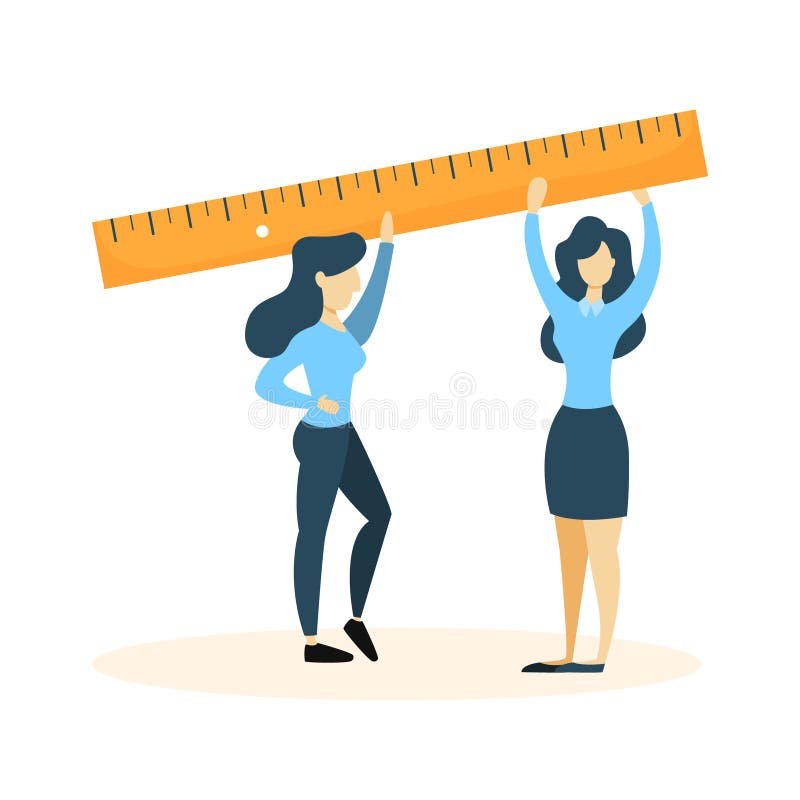 Women with ruler. stock vector. Illustration of background - 118703012