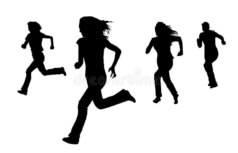 Men Women Running Scared Panic People Stock Illustration - Illustration ...
