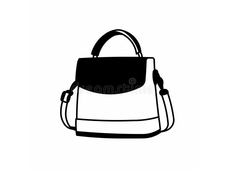 Womens Bag Icon in Black and White Stock Illustration - Illustration of ...