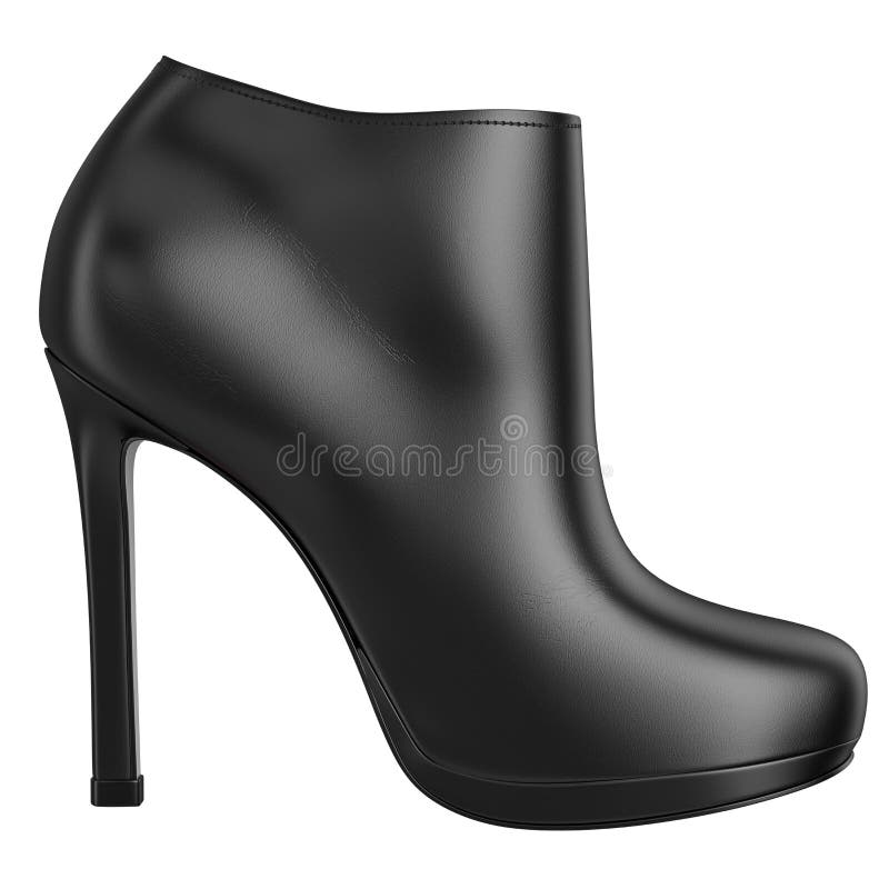 Black Leather Boots, Front View Stock Illustration - Illustration of ...