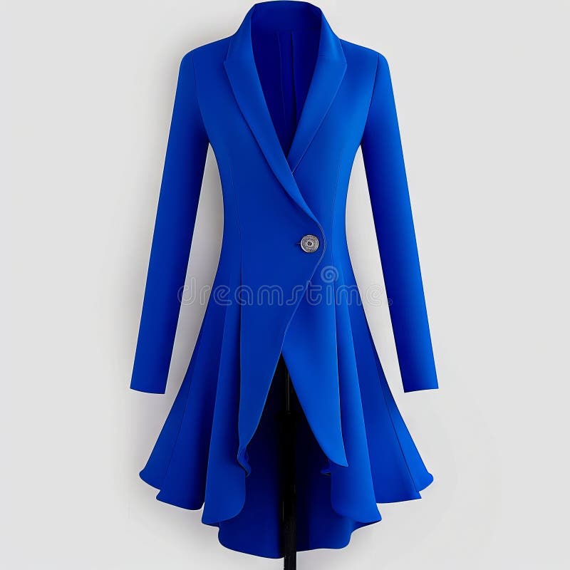 A Women S Blue Coat with Buttons Stock Image - Image of design, pattern ...