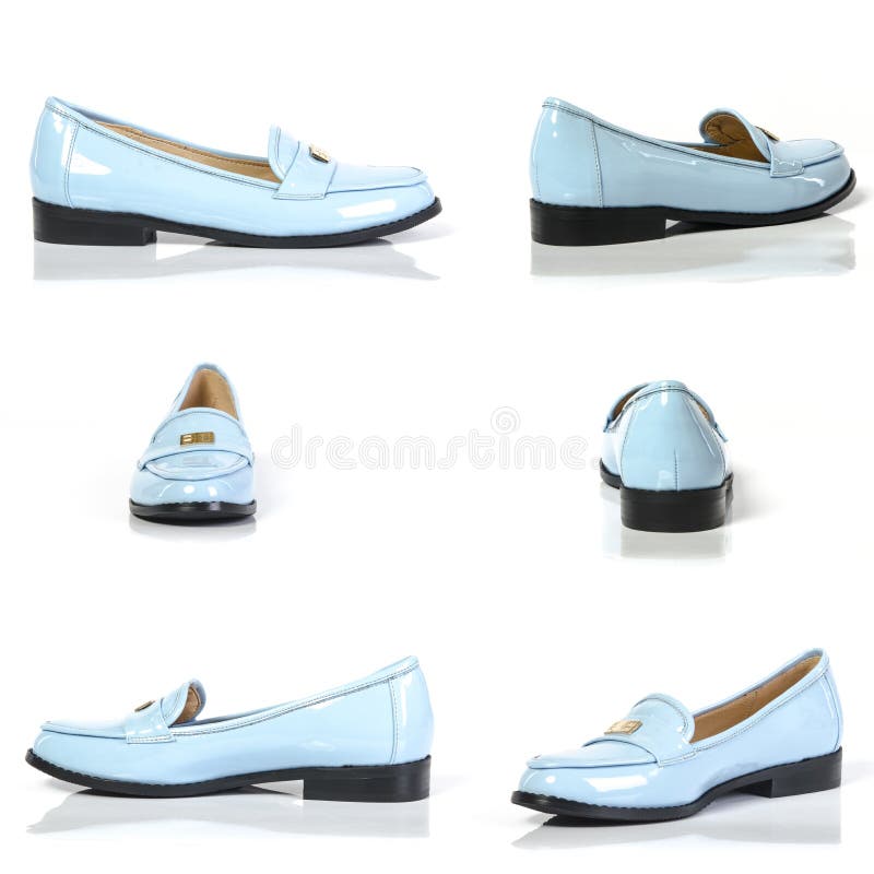 Women`s Blue Shoes Isolated on White Stock Image - Image of blue, shiny ...