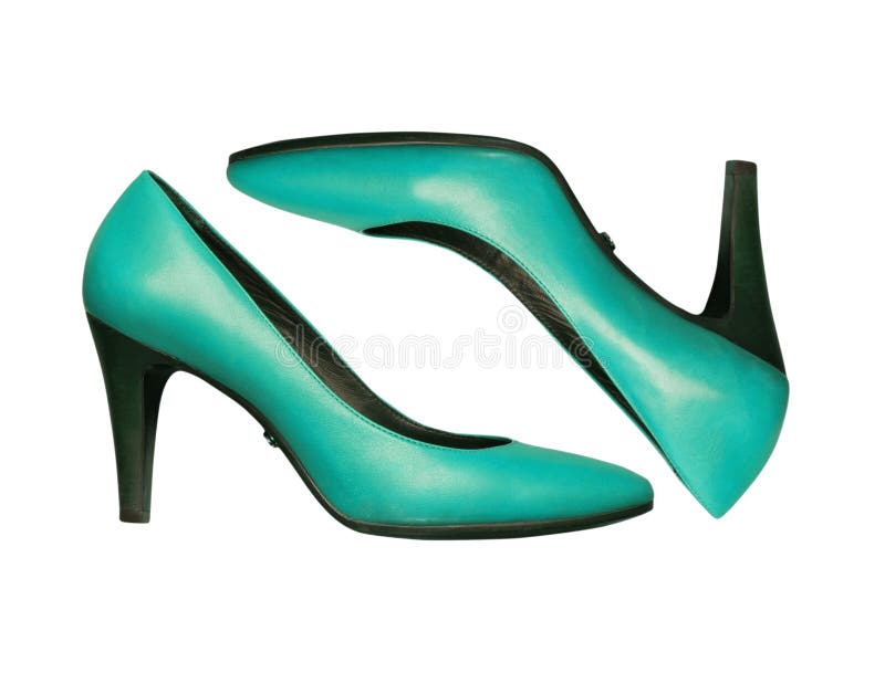 Women`s Blue Shoes on a White Background Stock Image - Image of ...