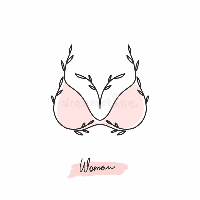 Women`s Bra Drawn with a Black Line Stock Vector - Illustration of ...