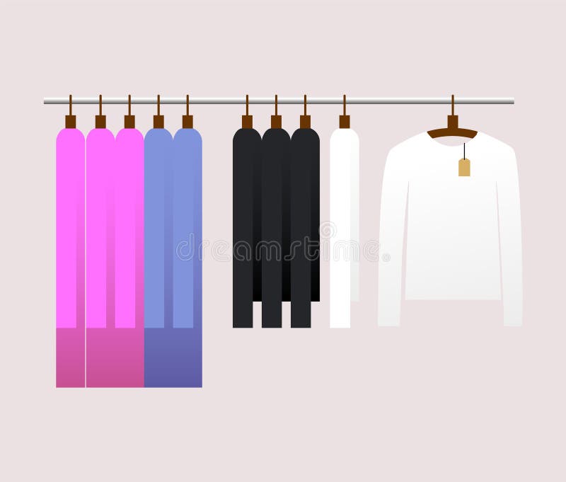 Women S Clothes on Hangers. Sweaters Different Color Stock Vector ...