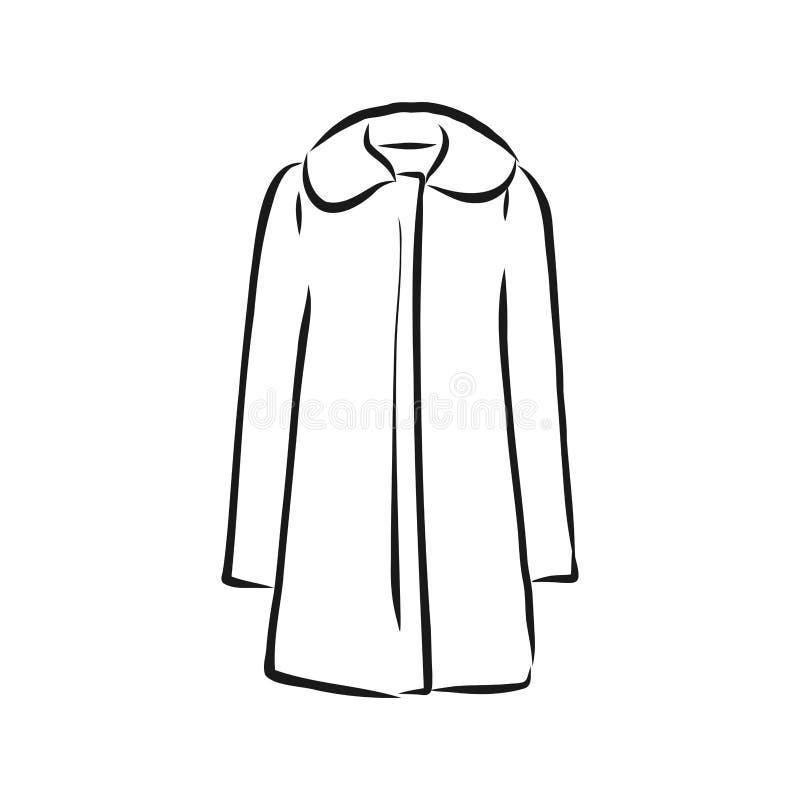 Women`s Coat, Fashion Flat Sketch. Technical Drawing Women`s Coat ...