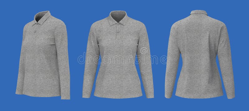 Women`s Collared Shirt Mockup, Front, Side and Back Views Stock ...