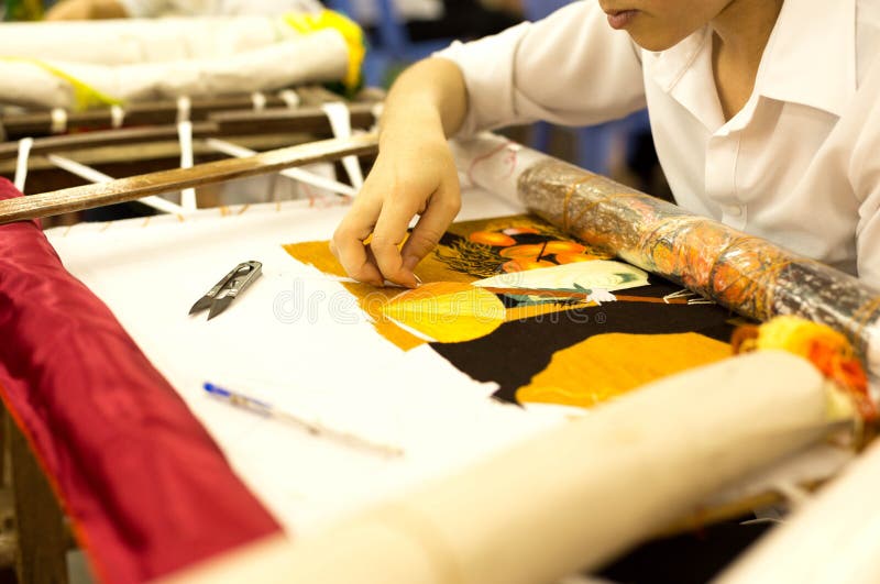 Women`s Doing Embroidered on the Fabric Patterns Editorial Stock Photo ...