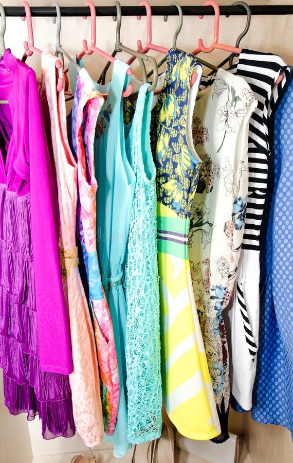 Women s dresses on hangers stock photo. Image of dress - 71611116