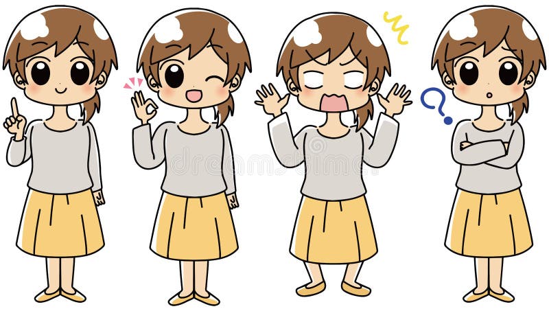 Women`s Expressive Illustrations Set Stock Vector - Illustration of ...