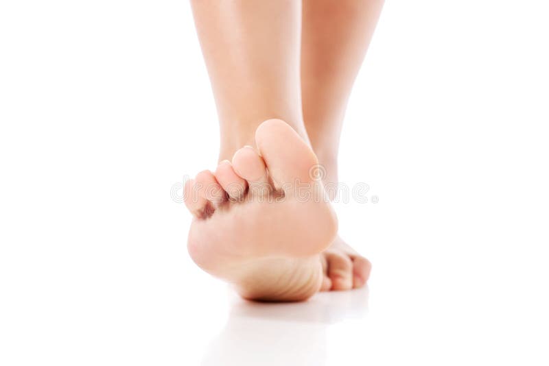 Women S Feet on White Background. Stock Image - Image of isolated ...