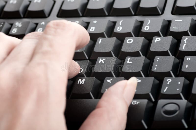 Finger Women Clicks The Numbers On The Keyboard Stock Image - Image of ...