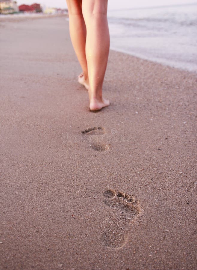 Women S Footprints in the Sand Stock Photo - Image of womens, summer ...