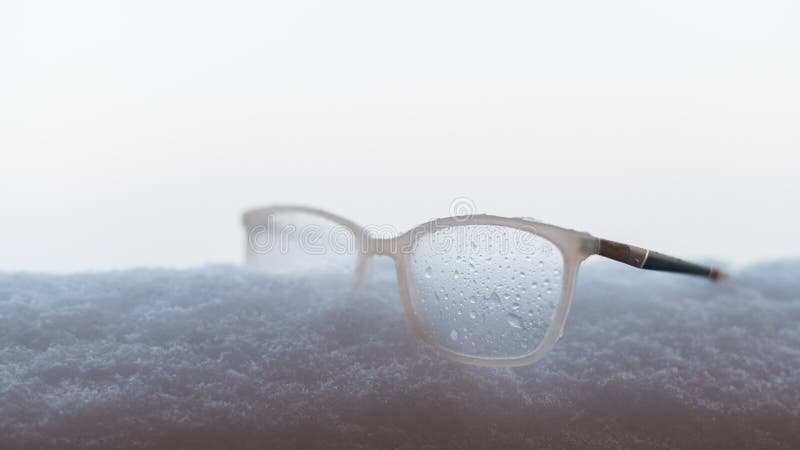 Women S Glasses with White Frames on the Snow Stock Photo - Image of ...