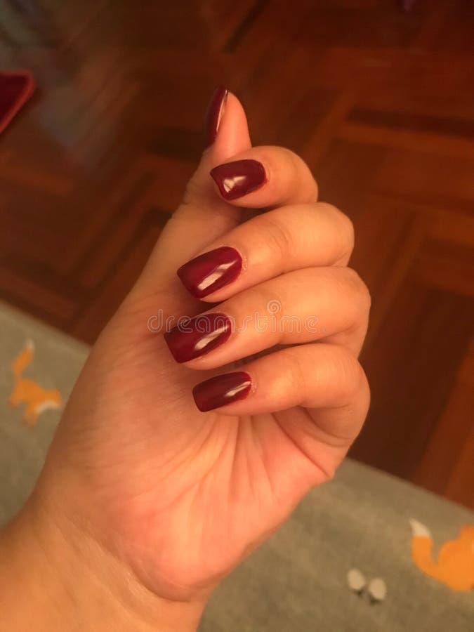 The Women S Hand with Red Nails Stock Image - Image of hand, nails ...