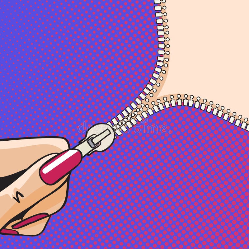 Women`s Hand Unzips the Zipper on Denim Stock Vector - Illustration of ...