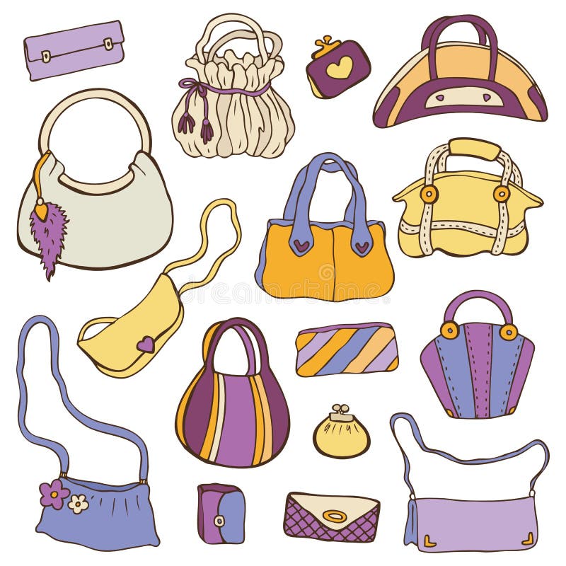Women S Handbags. Hand Drawn Vector Set Stock Illustration ...