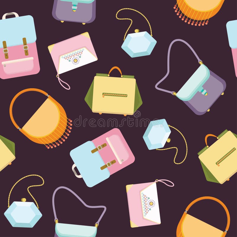 Women S Handbags Purses Seamless Background Pattern - Flat Style Vector ...