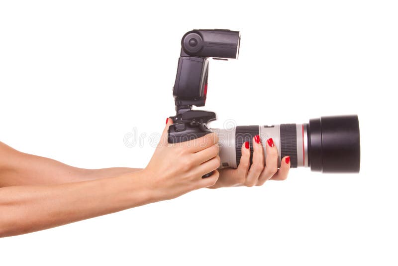 Women S Hands Holding the Camera. Stock Image - Image of modern ...