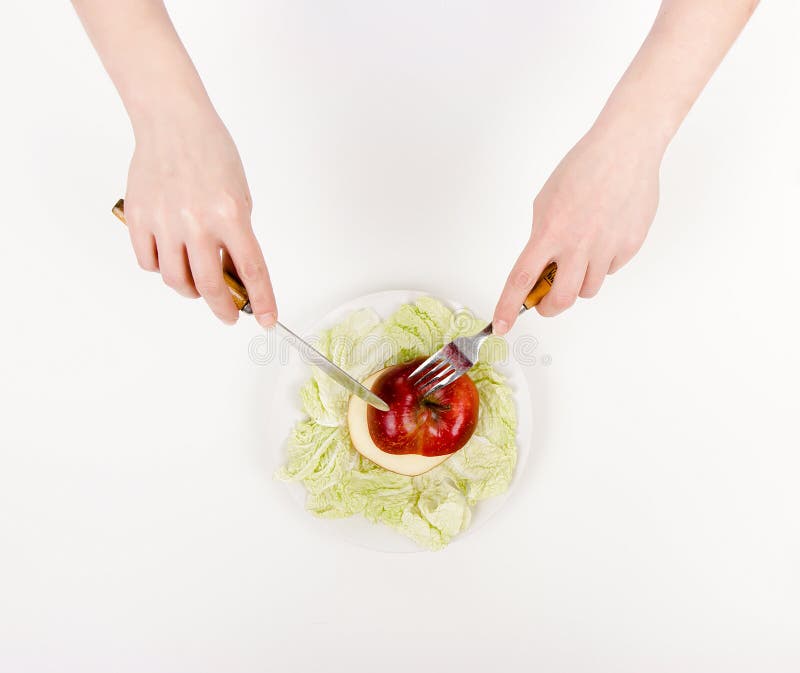 Women S Hands with Knife and Fork on a Plate Stock Image - Image of ...