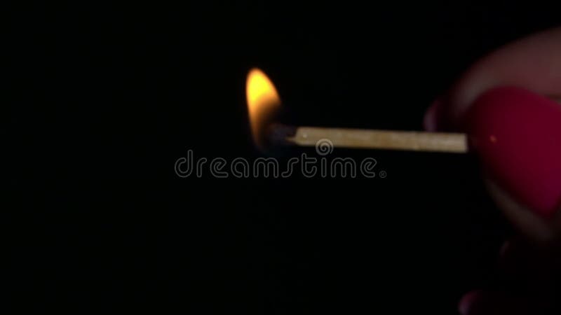 Women S Hands Light a Fire with a Match in the Dark Stock Footage ...