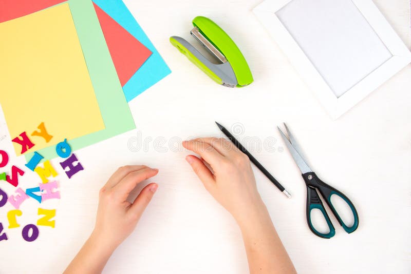 Women`s Hands on a Light Table. Step-by-step Instructions, Top View ...