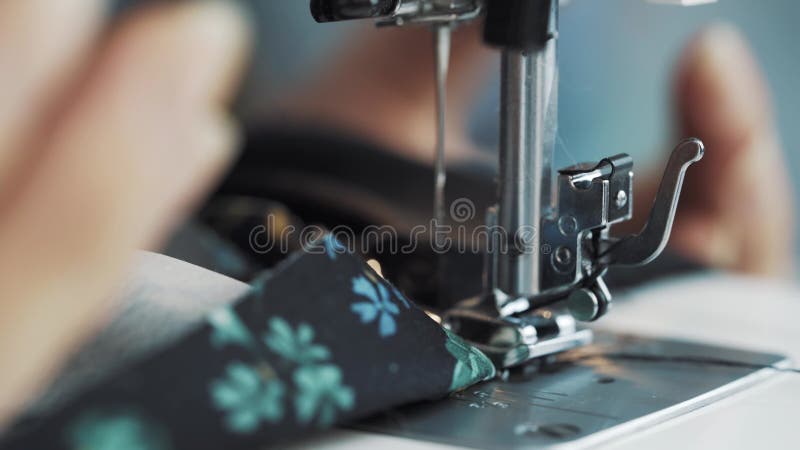 Female Hands Work on Sewing Machine. Stock Video - Video of clothes ...