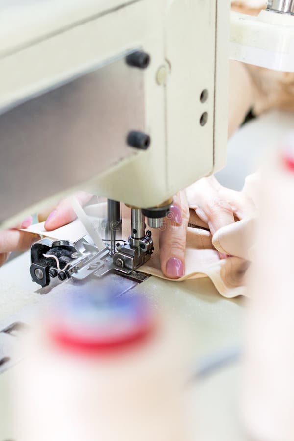 Women`s Hands Sew on the Sewing Machine Stock Image - Image of dress ...