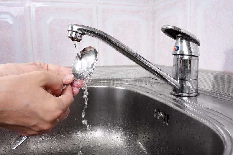 Women S Hands Washing the Spoon Stock Photo - Image of dishware ...